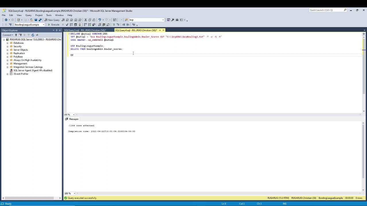 Bulk Copy Program (BCP) tutorial from Management Studio BYUI CIT 326