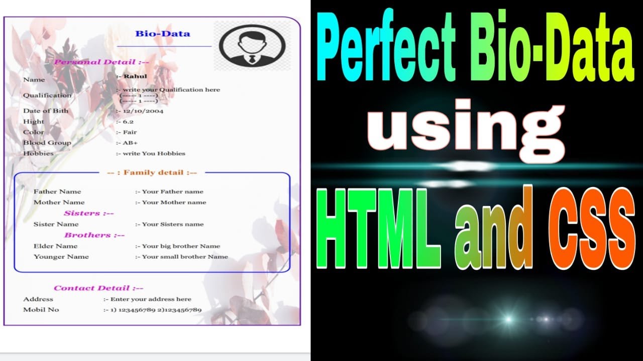 How to make perfect Bio-data using HTML and CSS(source code in description)