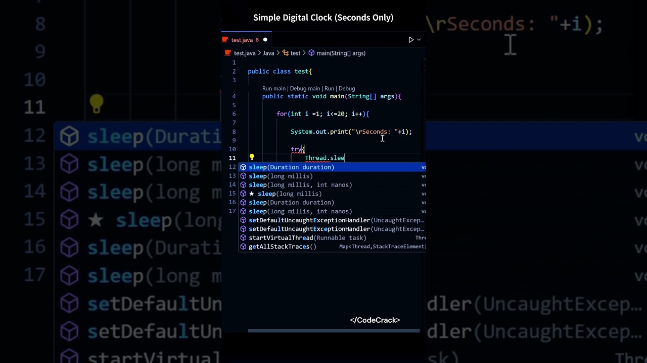 🕒 Simple Digital Clock in Java | Real-Time Console Timer | Java Short Code