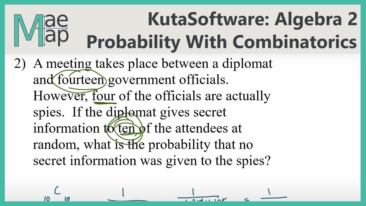 Kuta Software: Algebra 2- Probability With Combinatorics