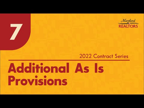 7- 2022 Additional As Is Provisions
