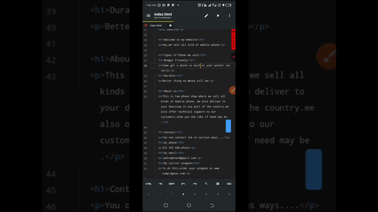 HTML Tutorial - Coding with Phone for beginners 07 - heading Structure
