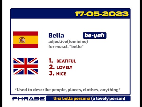 The English Meaning of spanish word "Bella"