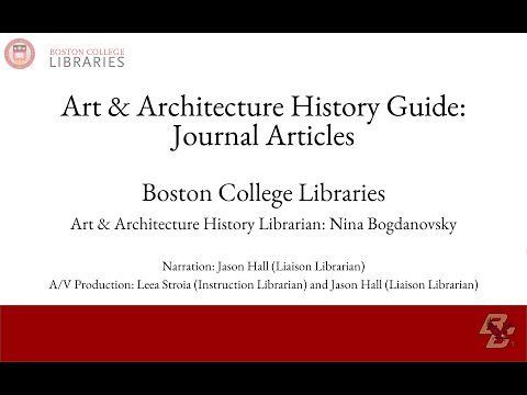 Art & Architecture History Research Guide: Journal Articles