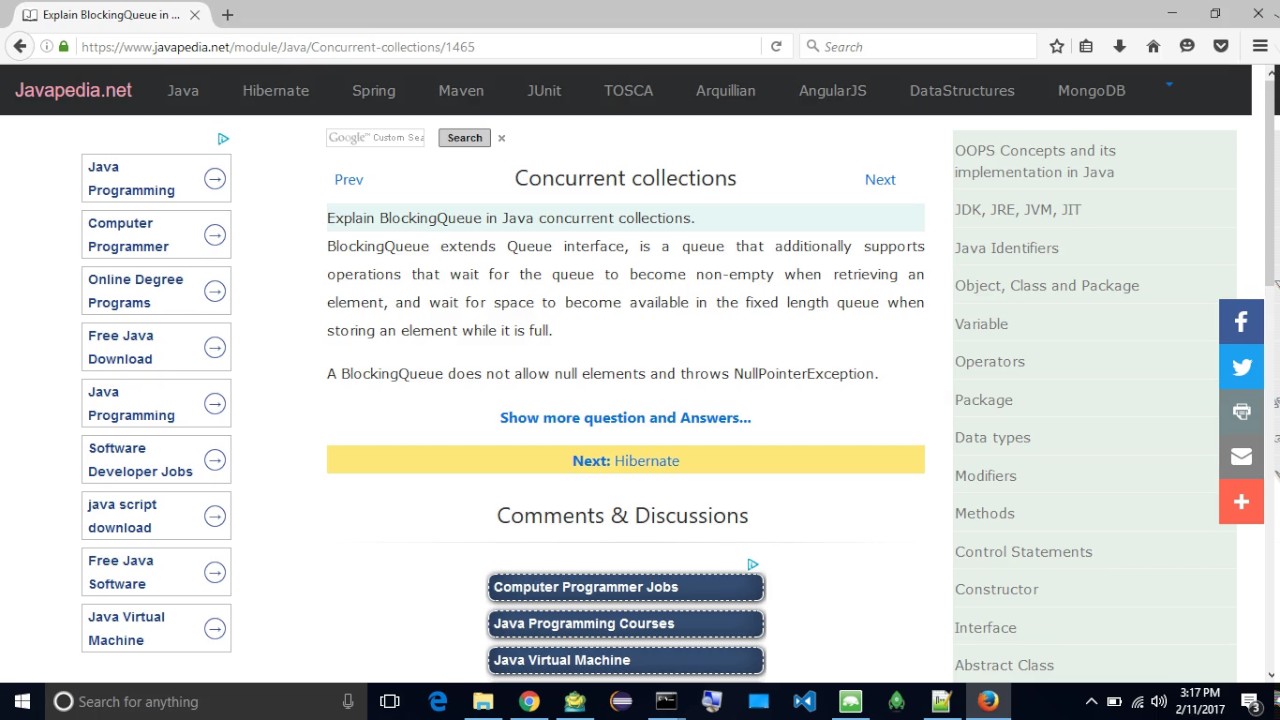 Explain BlockingQueue in Java concurrent collections. | javapedia.net