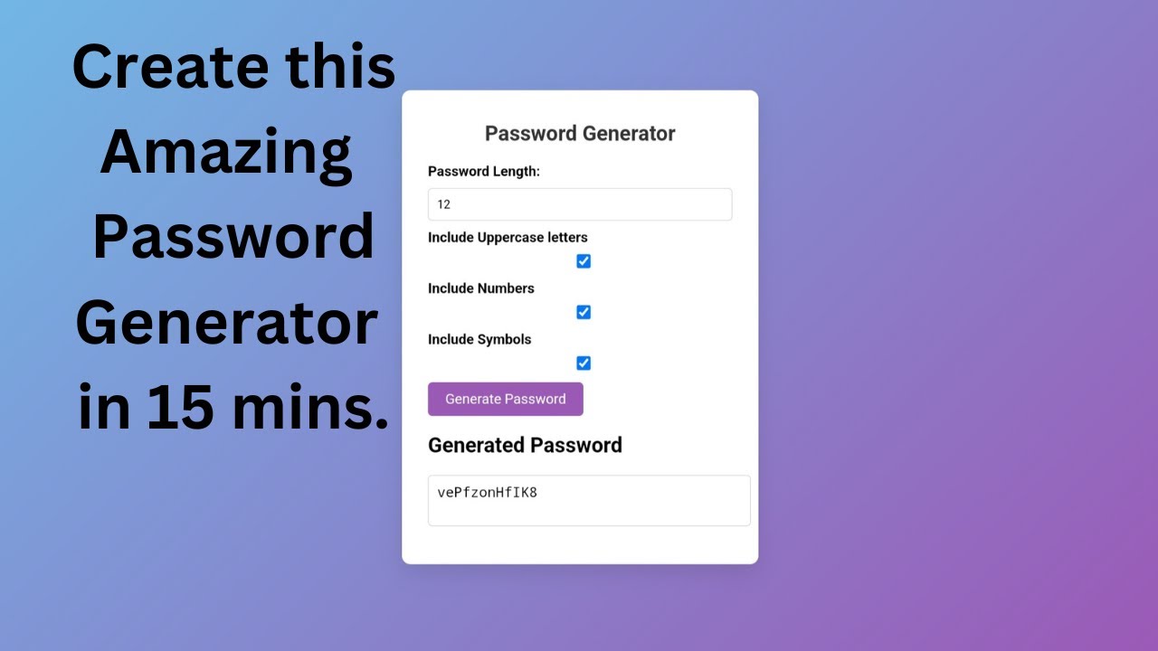 Build a Stunning Password Generator with HTML, CSS, and JavaScript - Step by Step Tutorial