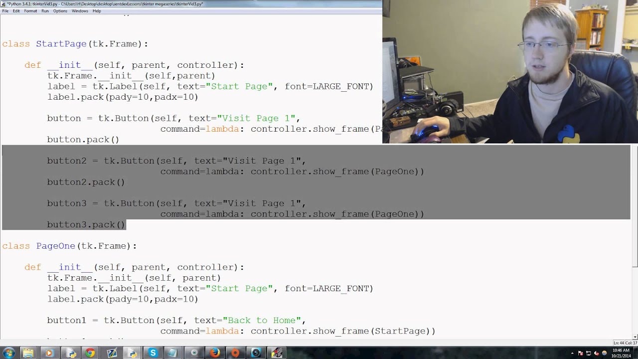 Multiple Windows/Frames in Tkinter GUI with Python - Tkinter tutorial Python 3.4  p. 4