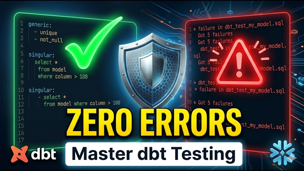dbt Testing Masterclass: Generic vs. Singular Tests | Running, Debugging & Fixing Failures