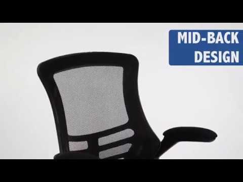 Flash Furniture Mid-Back Black Mesh Swivel Task Chair with Flip-Up Arms
