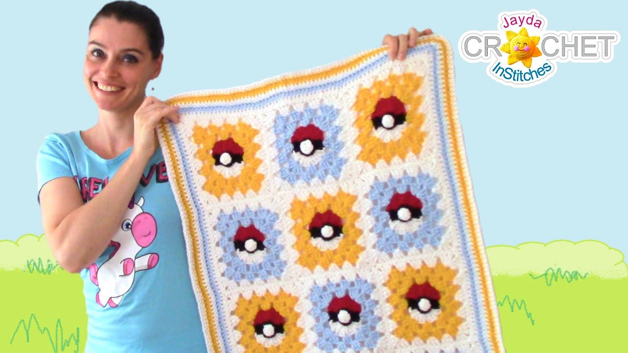 Pokemon Granny Square Blanket Crochet Pattern & Tutorial