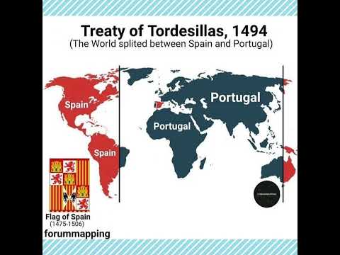 Treaty of Tordesillas (1494)! #map #portugal #spain #tordesillas #youtubeshorts