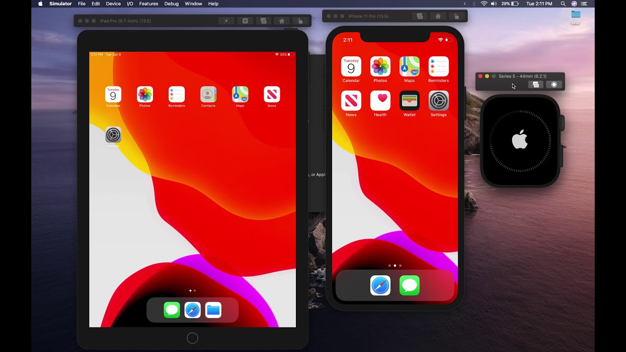 XCODE Select different iOS devices simulators
