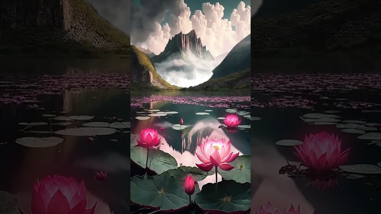 Mountains Lotus #valley #landscape #mountain #lake #nature #clouds #summer #shorts #samsung #flower