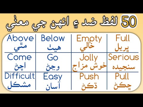 50 opposite words in English with Sindhi meaning | Antonyms | English in Sindhi