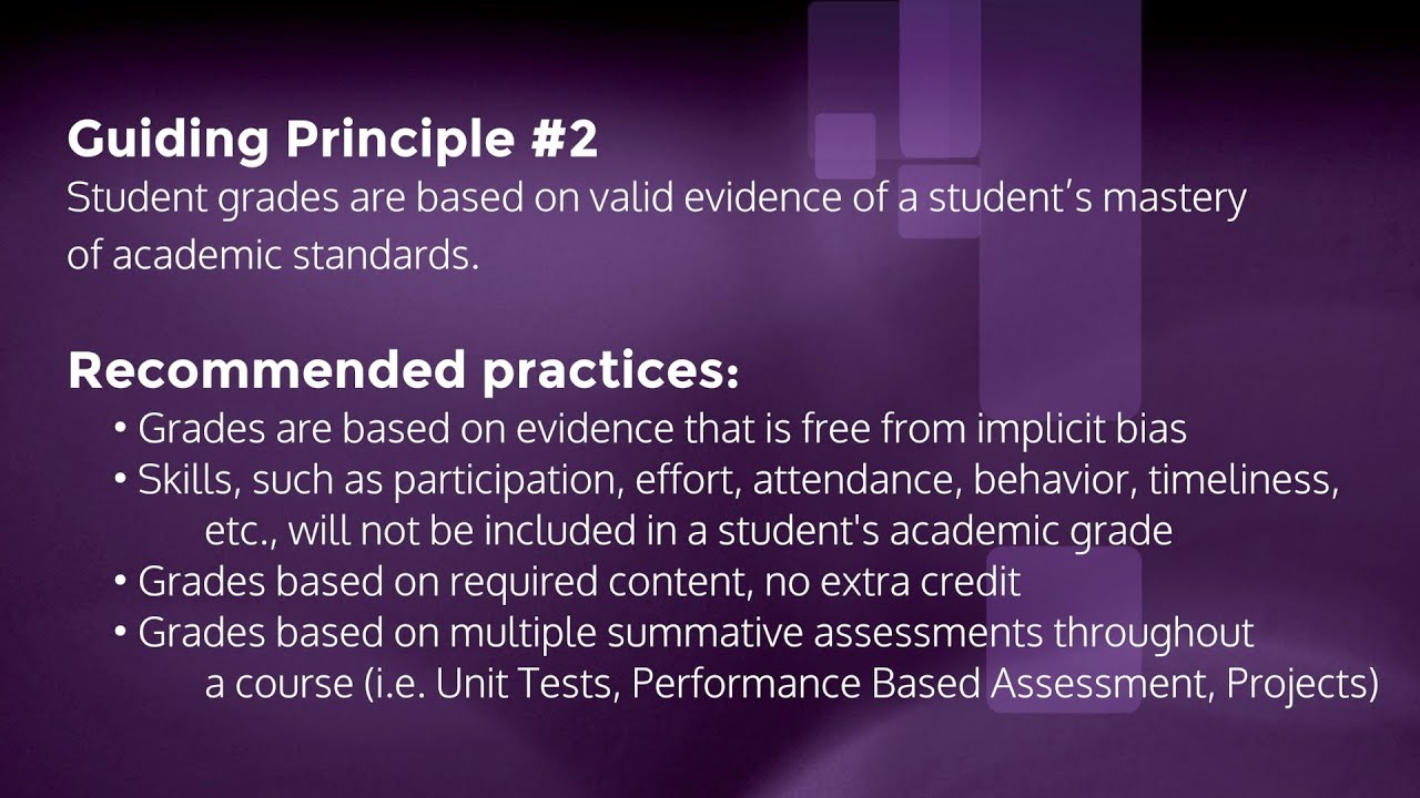 Secondary T&L: Standards Based Grading – Guiding Principle #2