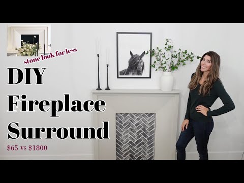 DIY Fireplace Mantel Surround / AWESOME DIY Faux Fireplace + Renter Friendly!