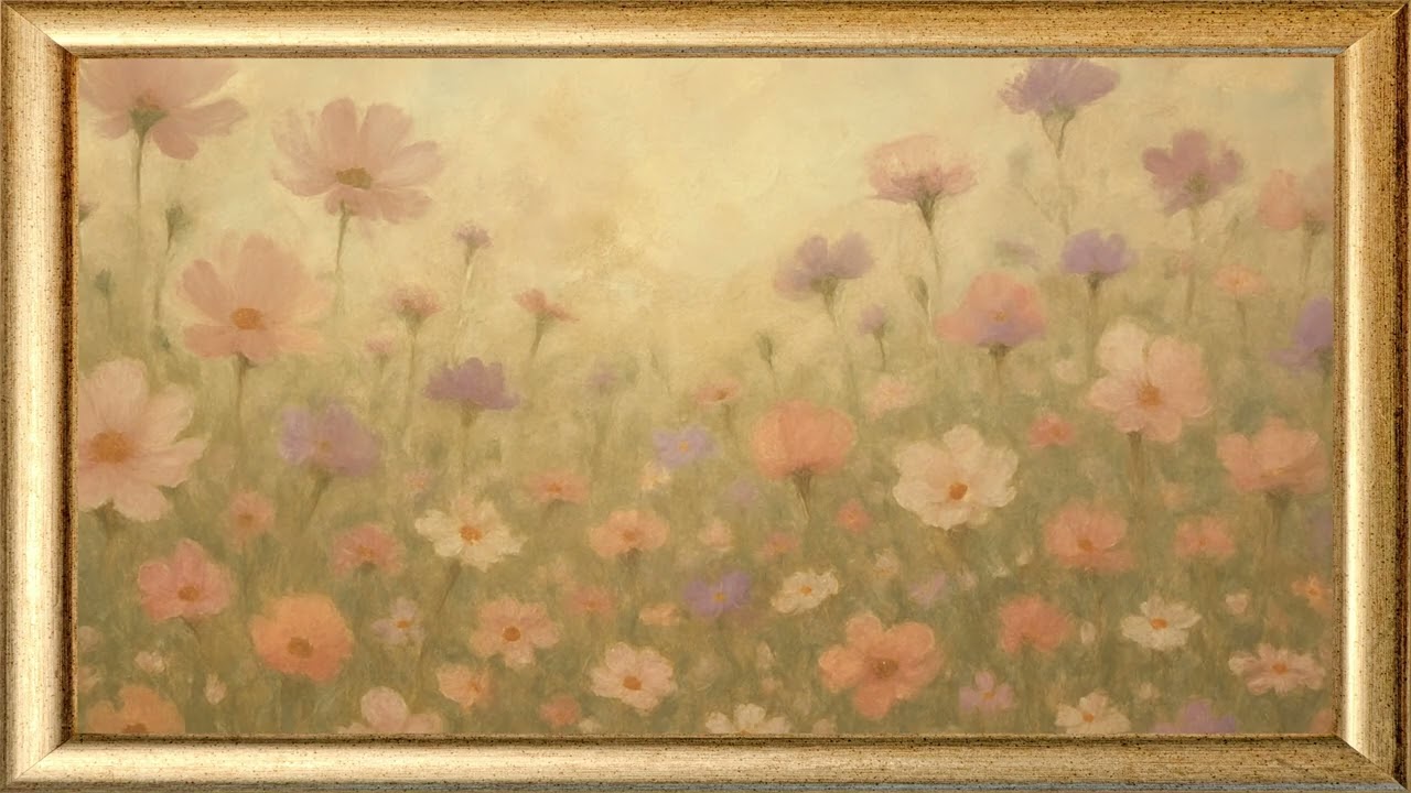Vintage Wildflower Field Painting for Samsung Frame TV | Oil Art in 4K | Spring Boho Decor #support