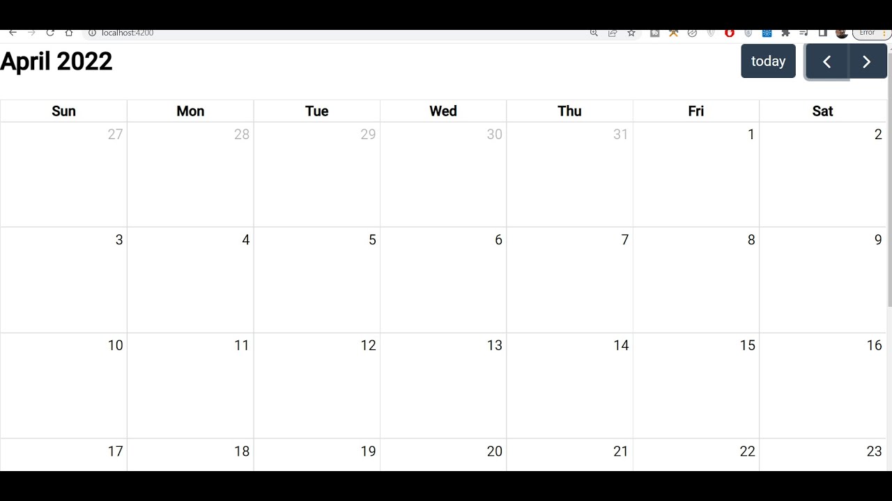 Angular 14 FullCalendar Library Example to Show Calendar in Browser Using TypeScript