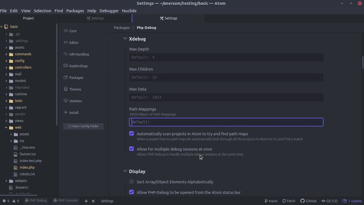 atom + xdebug + ubuntu