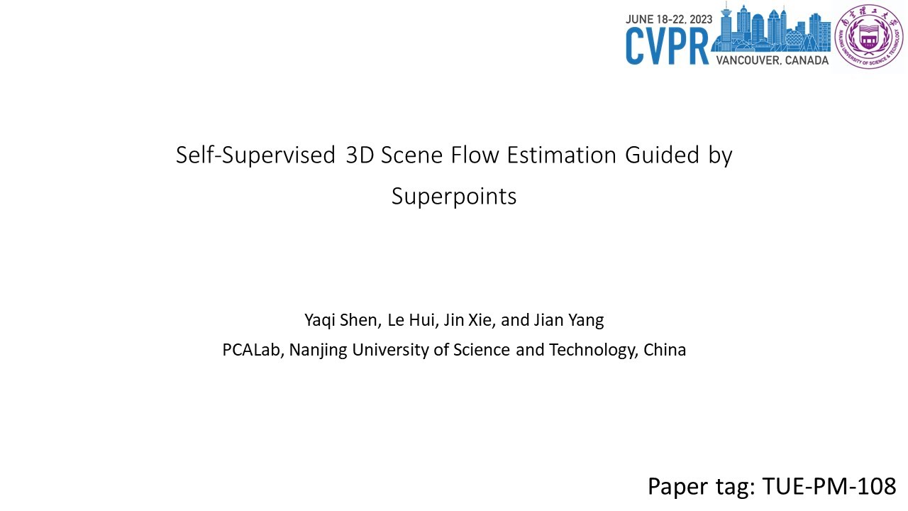 [CVPR 2023] Self-Supervised 3D Scene Flow Estimation Guided by Superpoints