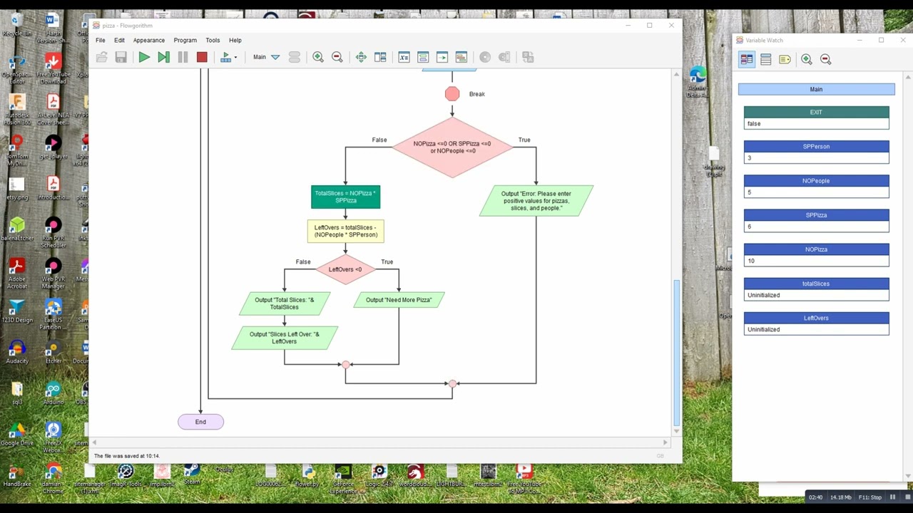 Flowgorithm - Pizza Task