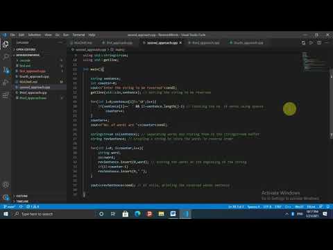 Reverse words of a sentence using C++ (4 different methods)