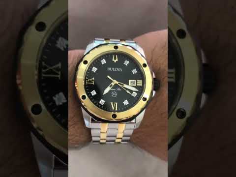 Bulova Marine Star Men's Two Tone Bracelet Watch | 98D175 | 8 diamonds | 44 mm