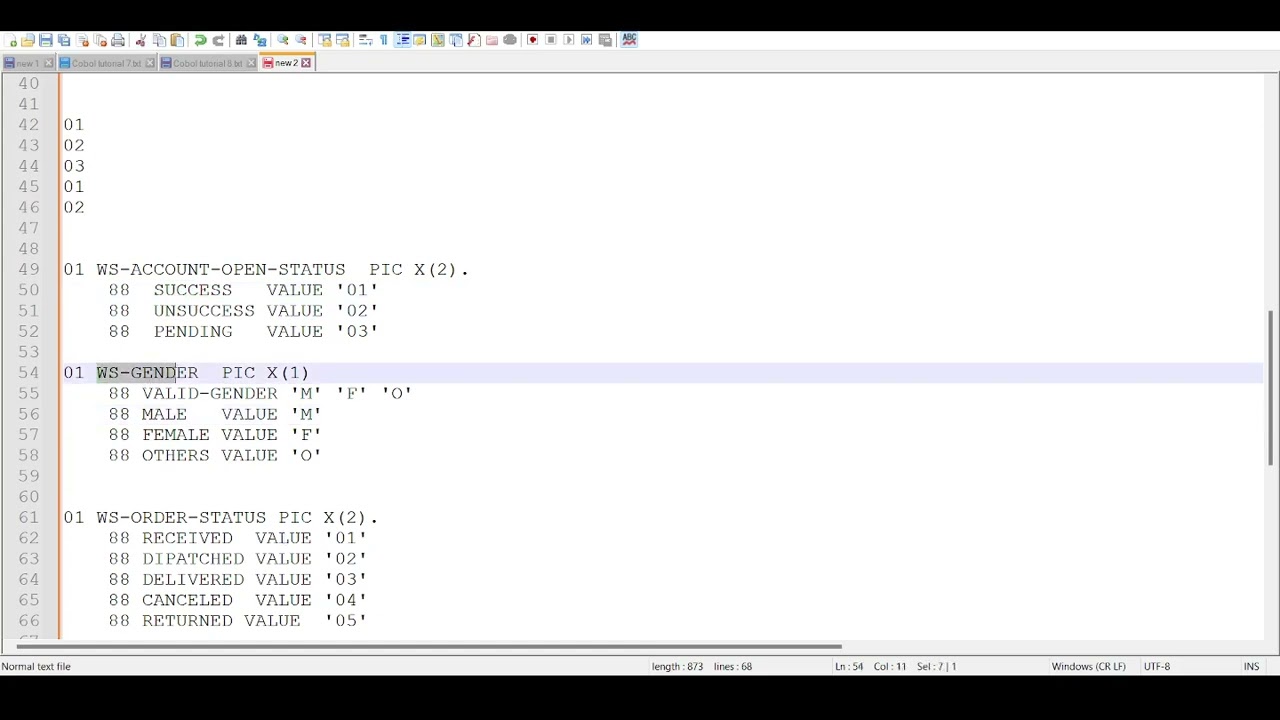 Cobol Tutorial part -9 CONDITION NAMES(88 Level) in cobol with examples