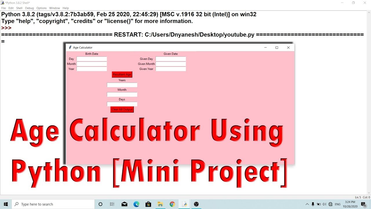 [Mini Project] Age Calulator In Python Tkinter 2020 .