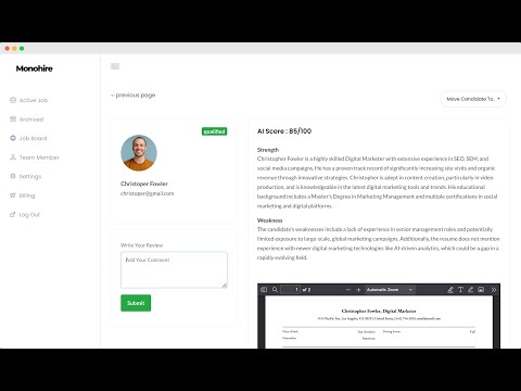 Monohire - AI Powered Applicant Screening Software