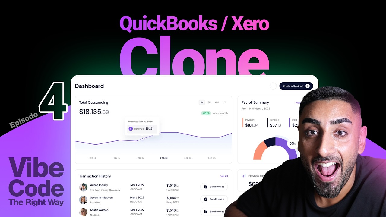 🟢 Let's Vibe Code a Quickbooks/Xero Clone with AI | Beginner Series Ep #4 (Cursor, Nextjs, Clerk)