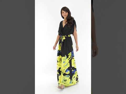 EVA - Batwing Dolman Sleeve Floral Print Maxi Dress