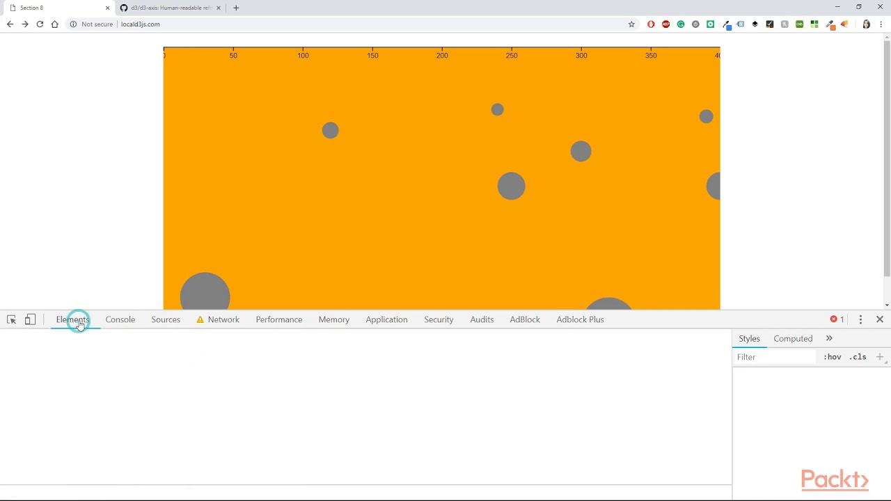 Learning D3.JS 5.0: Adding the x-axis |packtpub.com