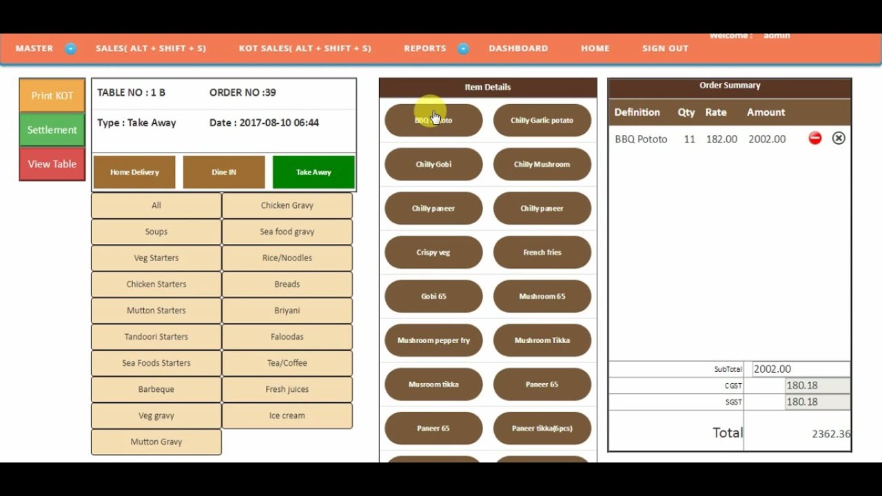 BIGDBIZ RESTAURANT MANAGEMENT SYSTEM-DEMO