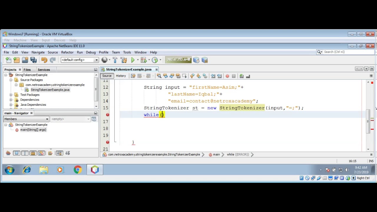 String Tokenizer class in JAVA