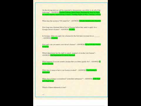 GEORGIA DRIVER'S ED NHSA TEST 2024 WITH 300 EXAM PRACTICE QUESTIONS WITH CORRECT VERIFIED ANSWERS