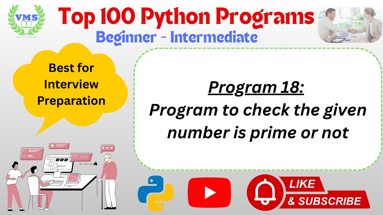Python Program 018 | Prime Number Program in Python | Python Interview Question