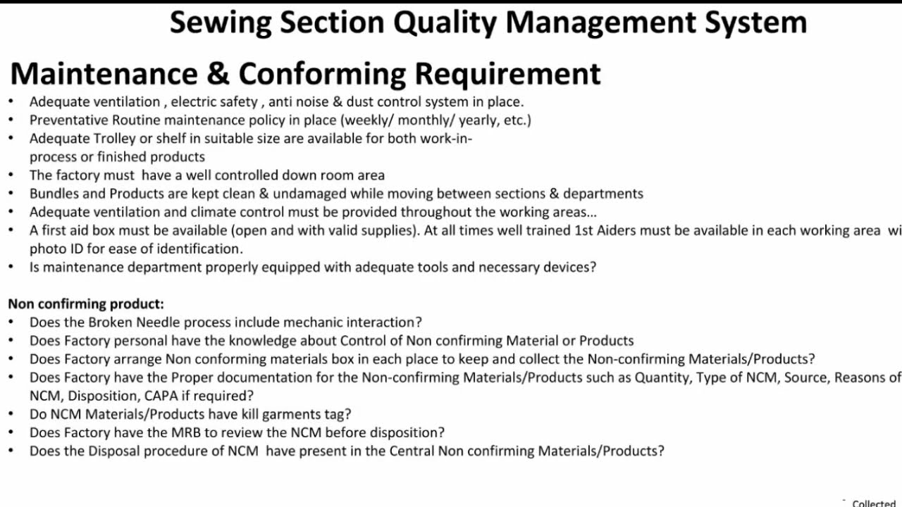 Maintenance Section QMS Audit