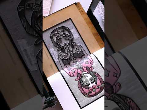 Three layer reduction linocut print #artist #art