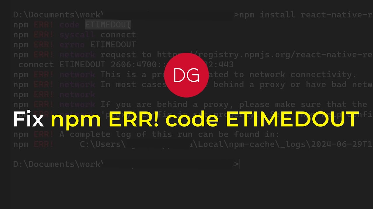 Fix npm ERR! code ETIMEDOUT