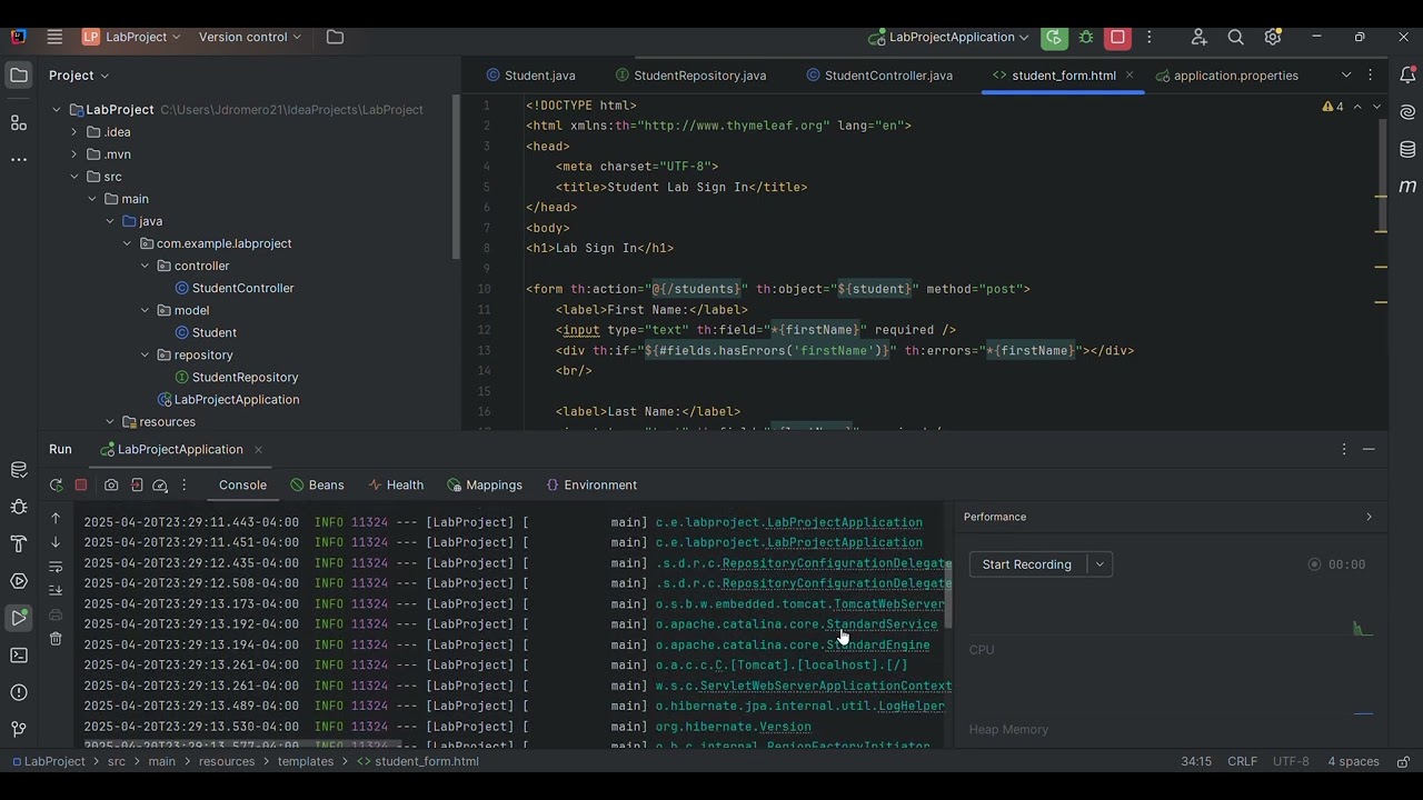 Advanced Java Programming Project - Lab Project (Jose Romero)