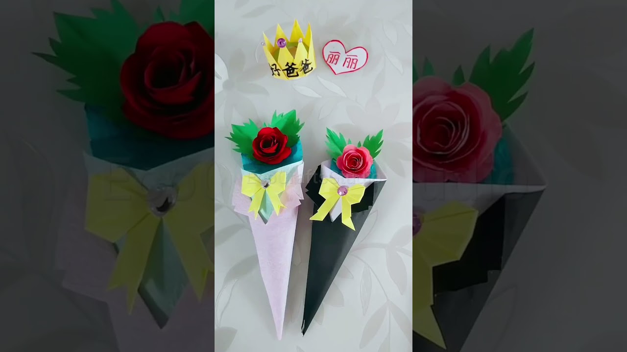 DIY Rose Bouquet Invitation: A Invitation Card Inside a Paper Flower Rose Part 01 #shorts #handmade