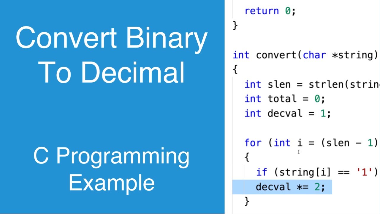 Convert binary to decimal | C Programming Example