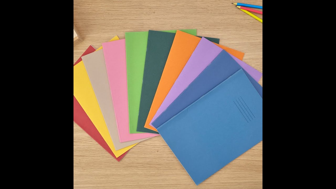 Exercise Book School A4 Multi Colour Front View Fan Video 6secs