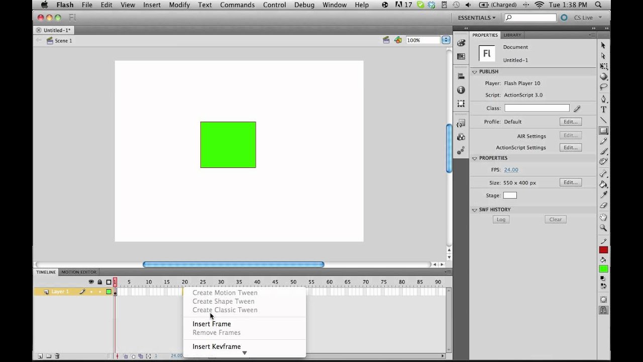 Adobe Flash CS5 Shape Tween Tutorial