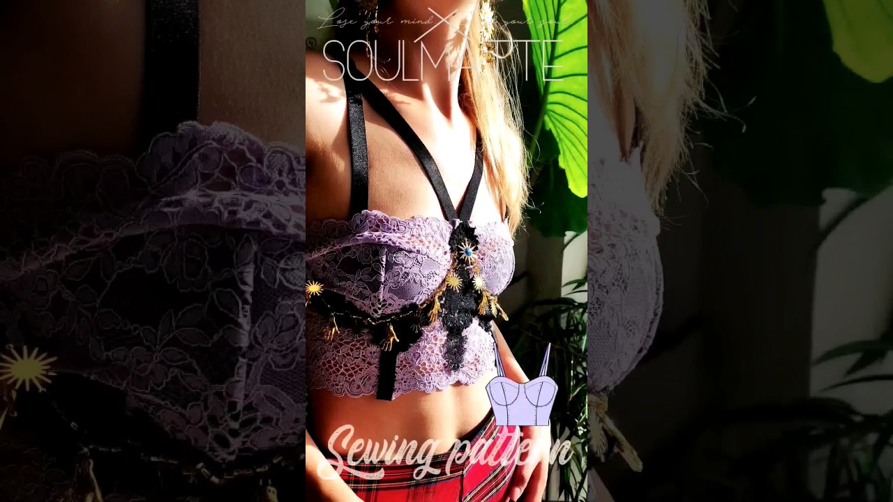 Printable sewing pattern for  bralette. Find it on Soulmatte Etsy store #sewing #diy #bralette #sew