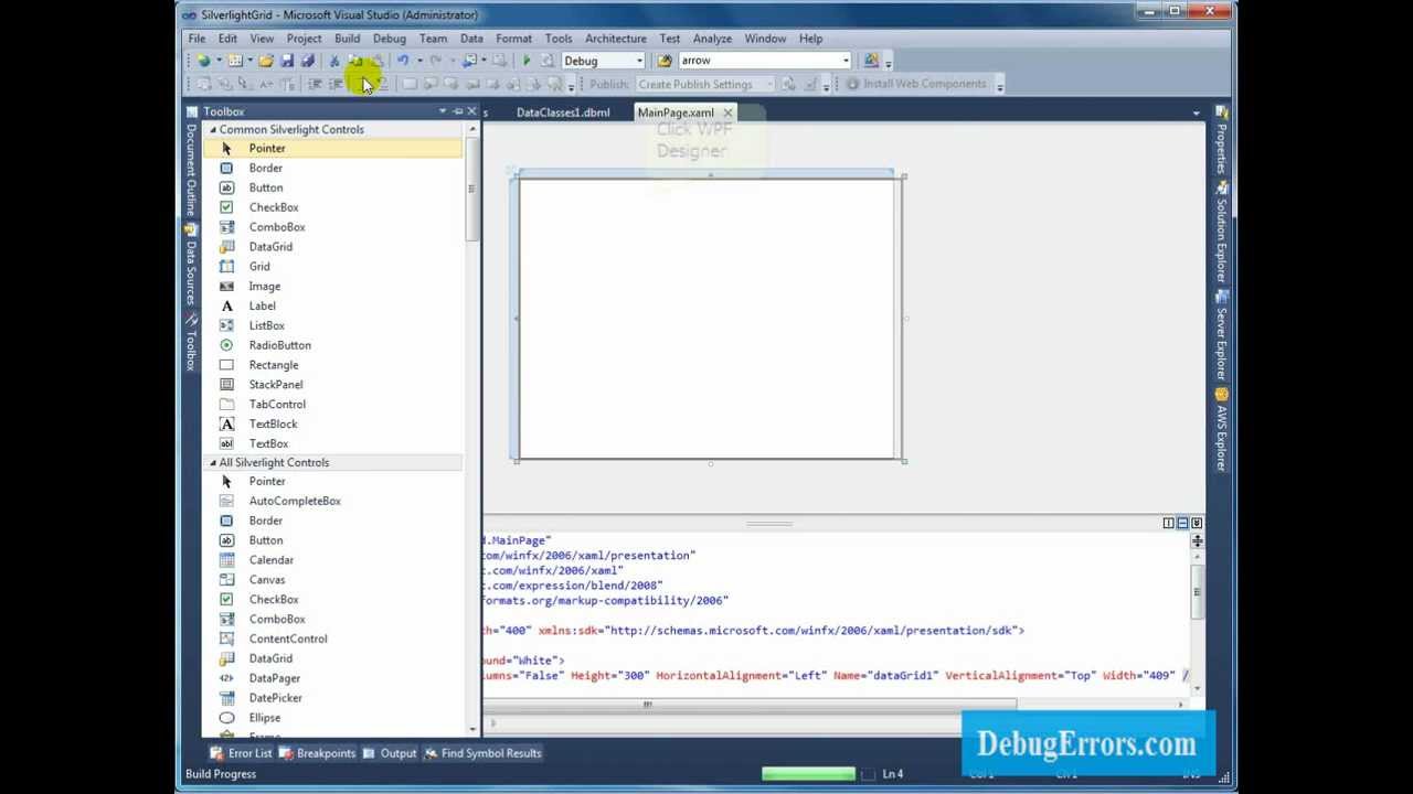 Bind DataGrid with SQL Server in Microsoft Silverlight