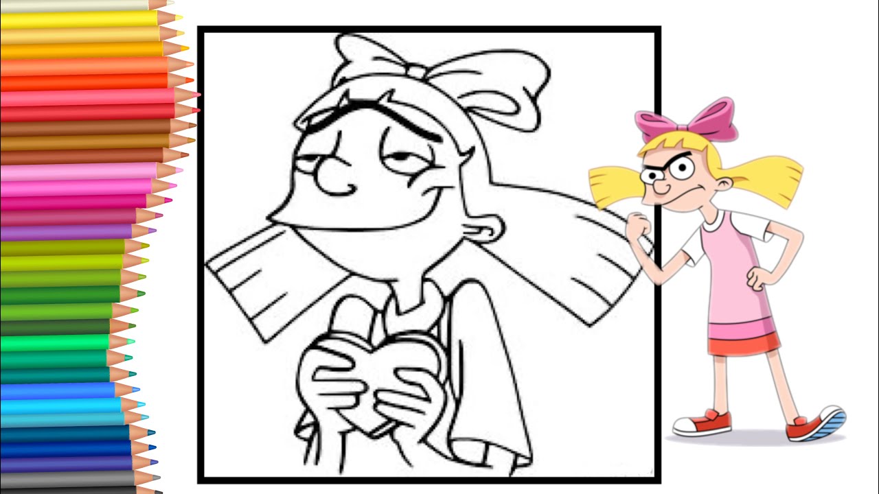 Helga Nickelodeon coloring pages | Arnold coloring pages | valentine coloring page