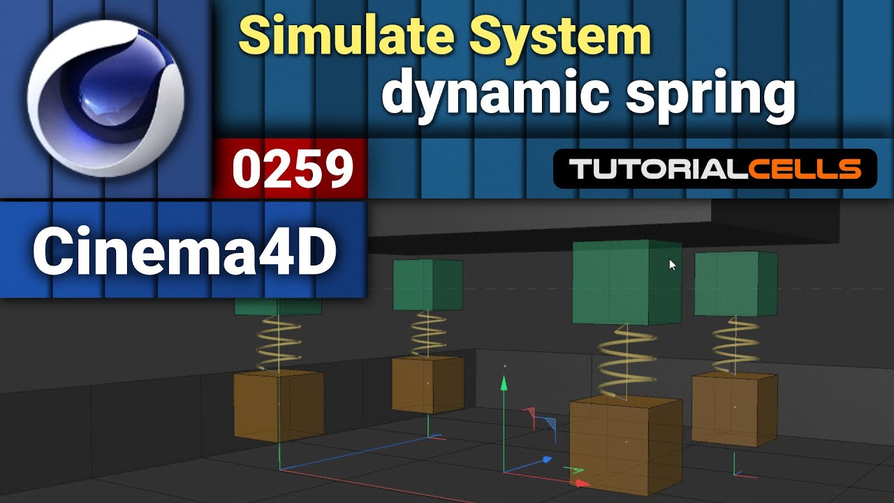 0259. Simulation system ( dynamic linear spring, angular spring ) in cinema 4d