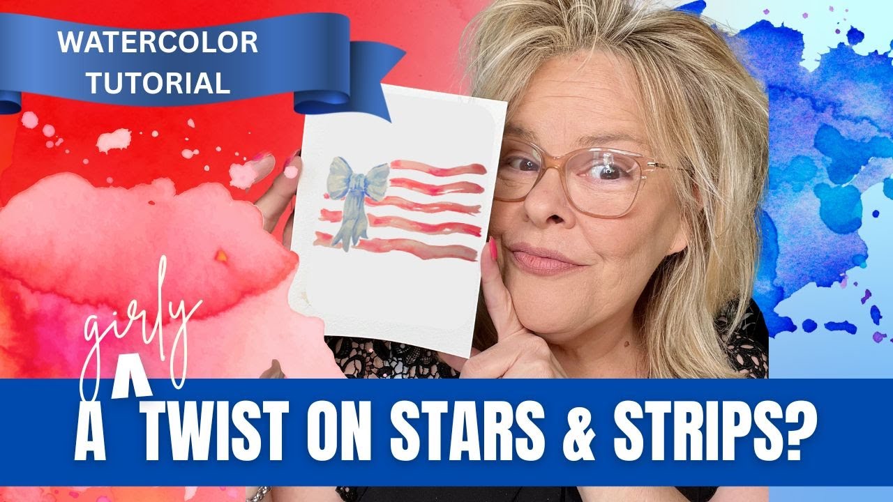 Watercolor American Flag with Ribbon Bow | Patriotic 4th of July Art Idea